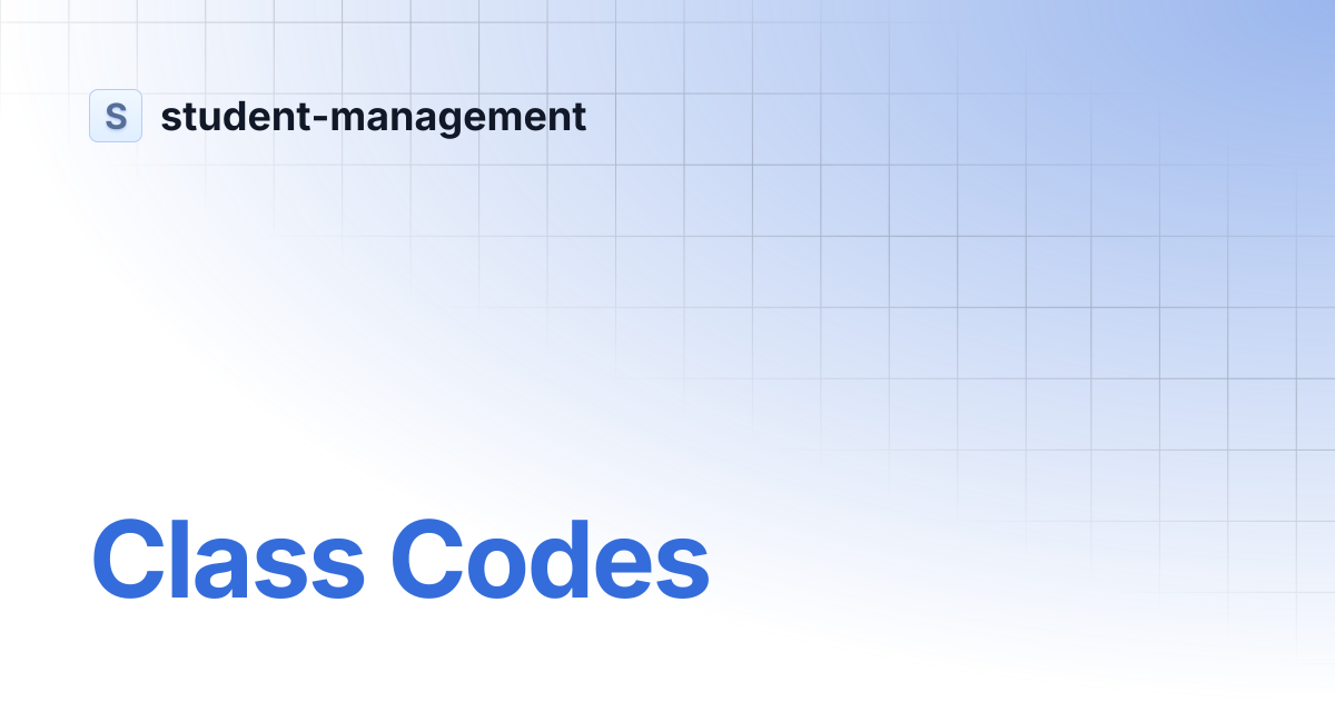 Class Codes | student-management
